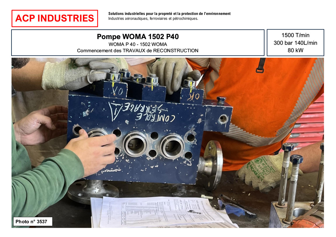 Exemple de restauration WOMA - Pompes haute pression